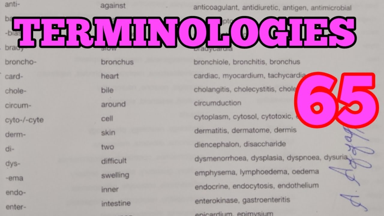 TERMINOLOGIES GOLDEN POINTS PART 65//NURSING & PARAMEDICAL TERMS - YouTube