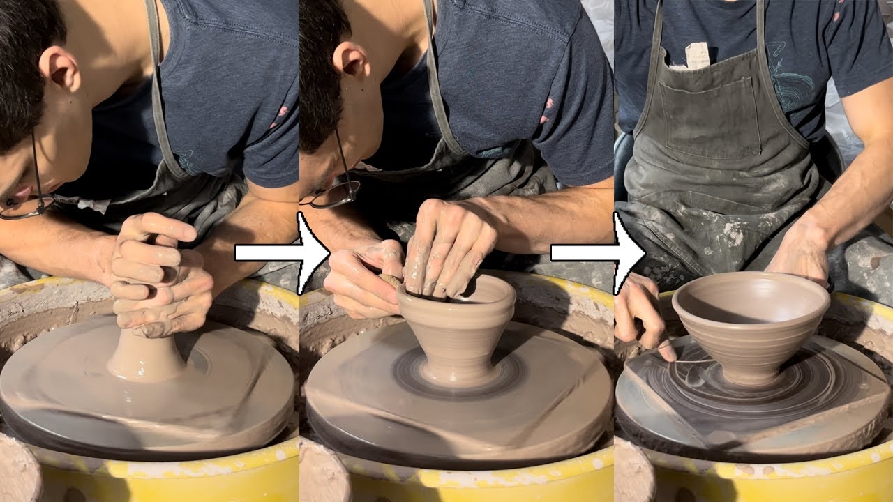 Throwing A Cereal Bowl With 1lb Of Clay On The Wheel - YouTube