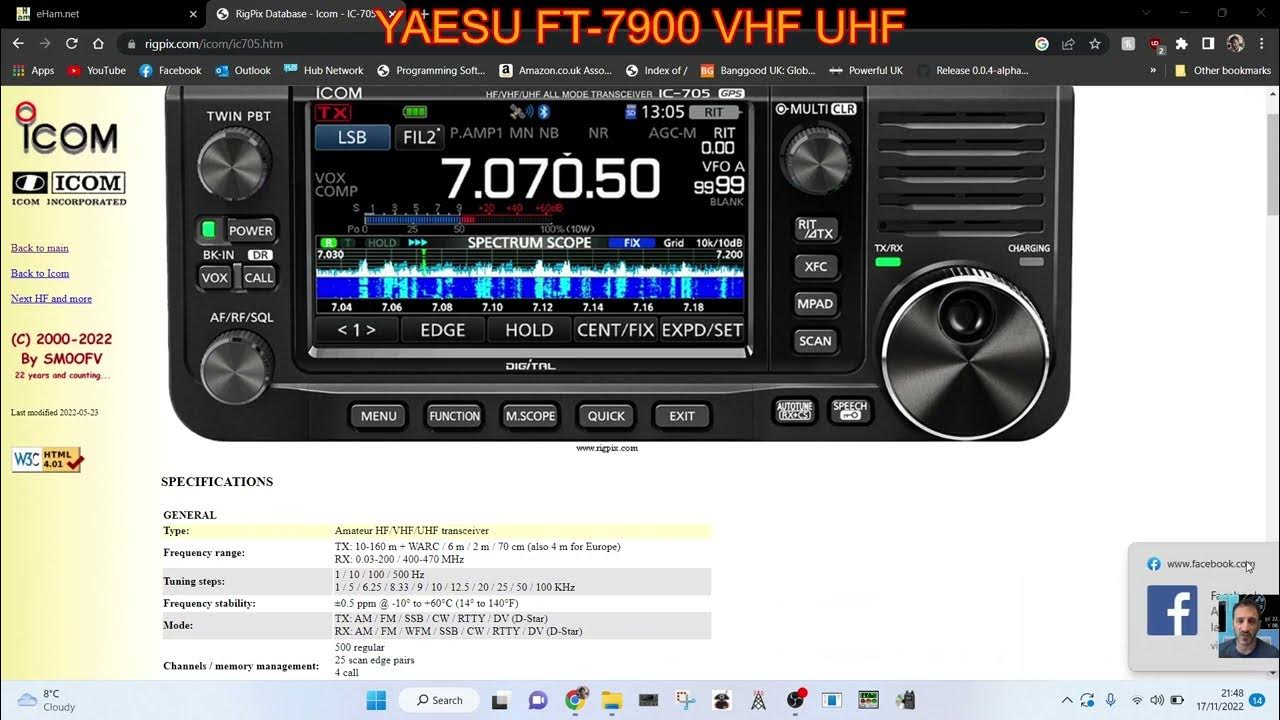 ICOM IC-705 QRP VU/UHF HF Transceiver, RigPix - Eham,Net Reviews - YouTube