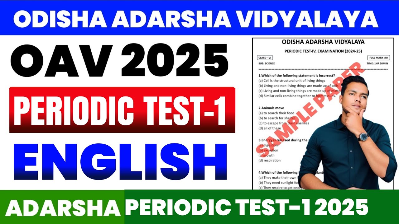 OAV Class 6 Periodic Test 1 English Question 2025 |Adarsha Class6 PT-1 ...