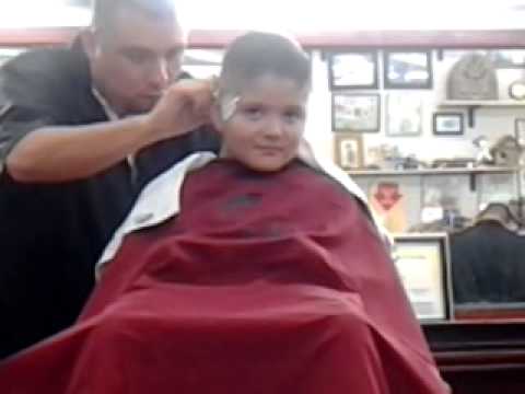 Matthew getting his first shave up at the barber - YouTube