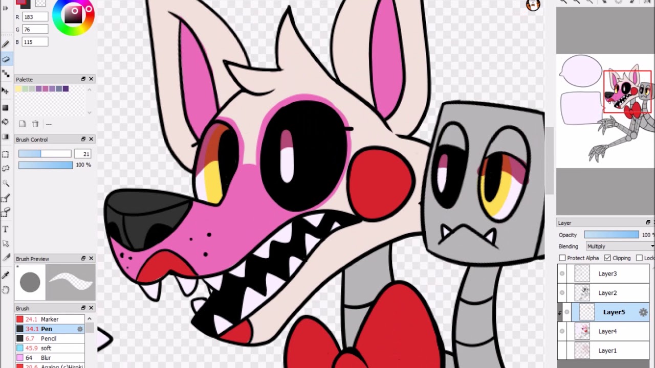Mangle [Mini FNaF Speedpaint] - YouTube