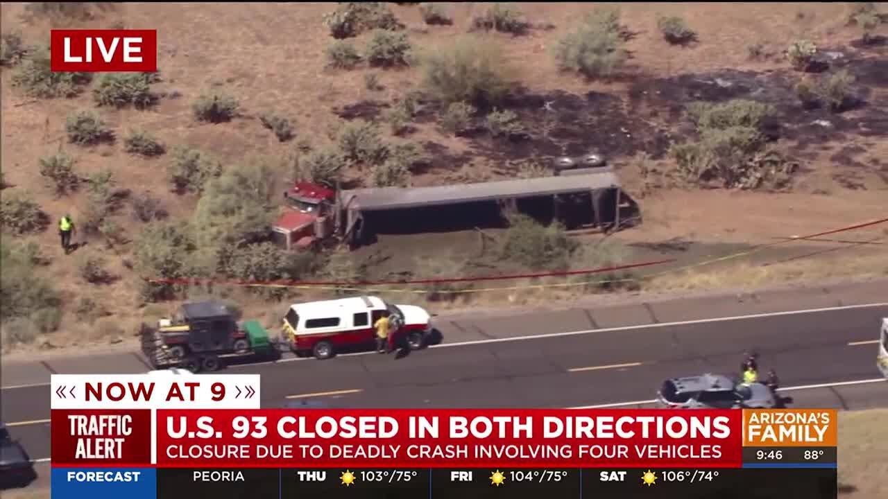 1 killed in four-vehicle crash on US 93 near Congress - YouTube