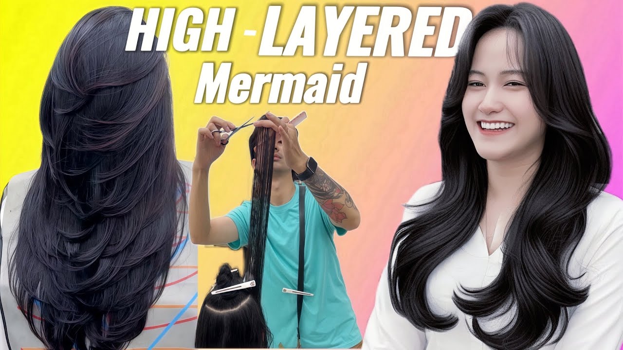 How to Cut Perfect Layered Mermaid | High Long Layered Haircut Tutorial ...