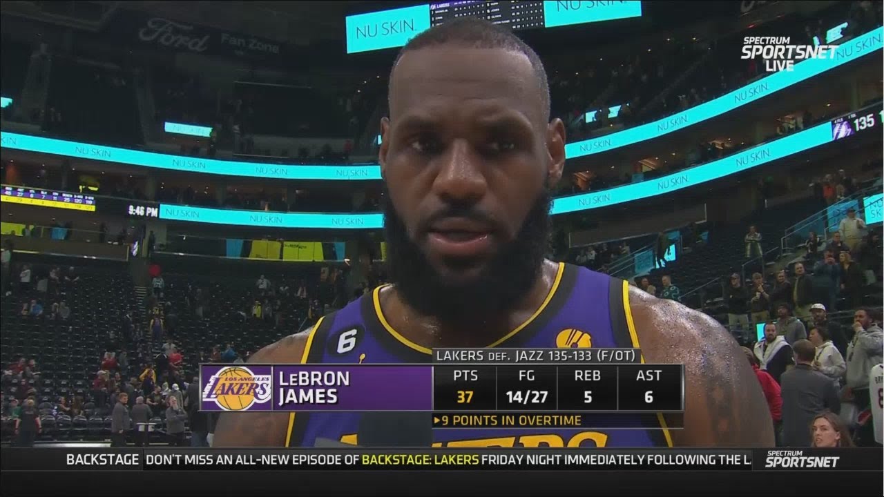 LeBron James talks after Los Los Angeles Lakers beat Utah Jazz 135-133 ...
