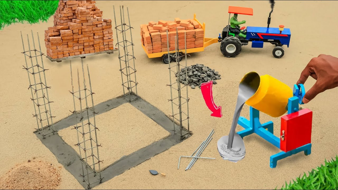 Diy tractor making concrete mixture machine | Home Construction science ...