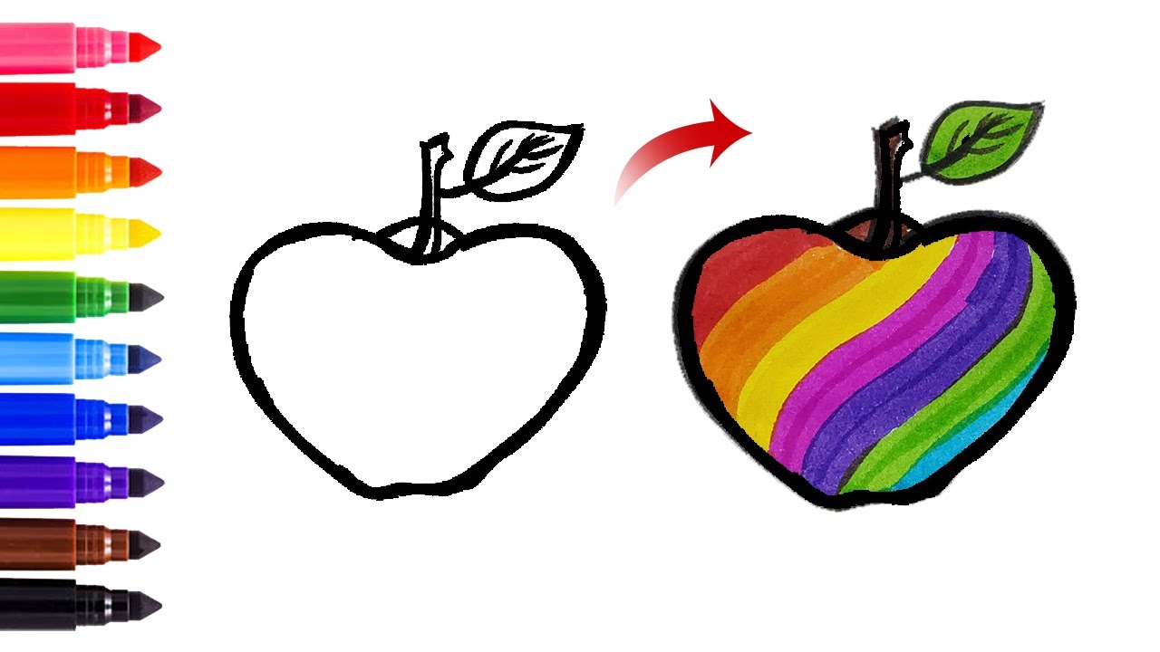 How to draw a apple 🍎 | Apple drawing | Step by step easy apple drawing ...