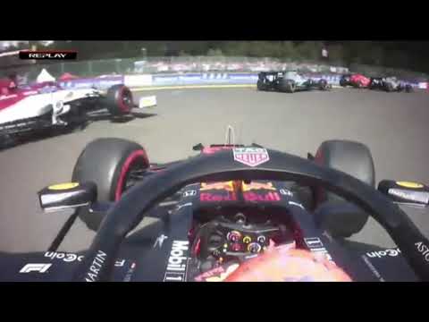 F1 2019 Belgium Verstappen Crashes Into Raikonen Onboard