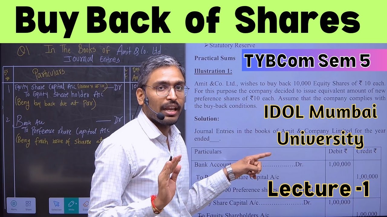 tybcom sem 5 buyback of shares | IDOL University of Mumbai - YouTube