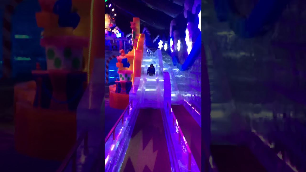 Beau, Beckett and Mommy Coming Down the Ice Slide at ICE! at the ...