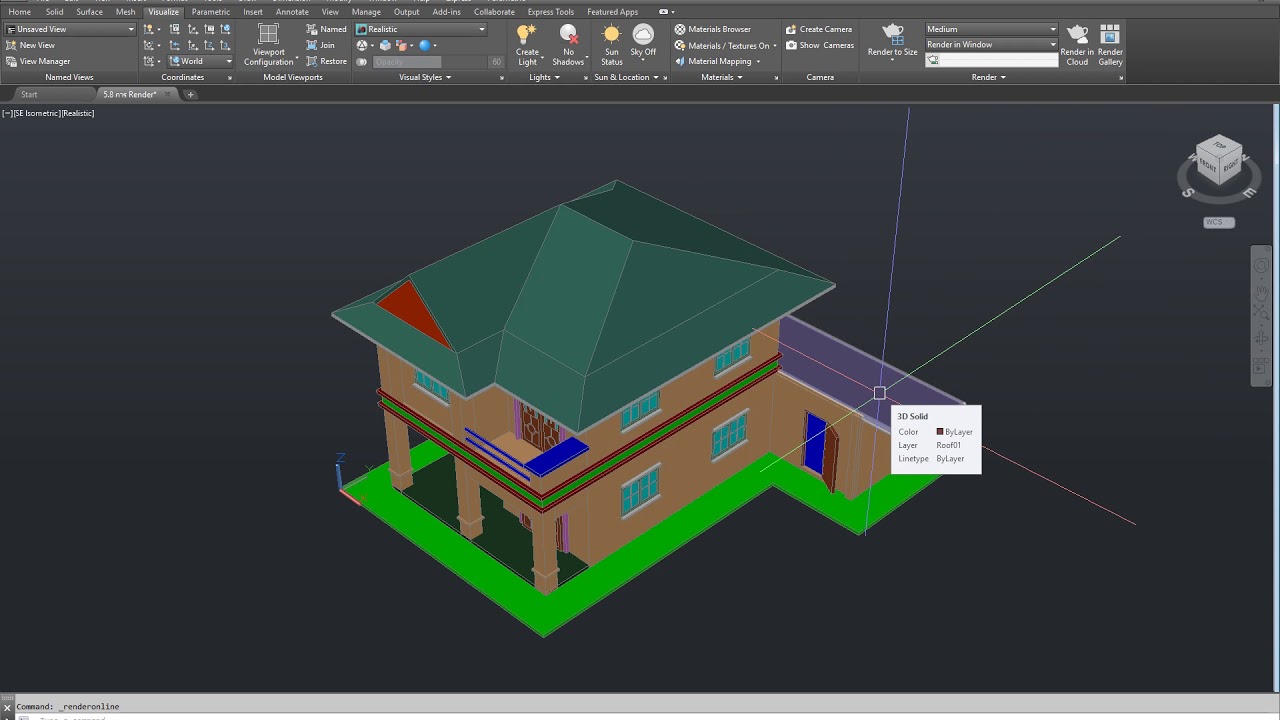 5.8 การ Render AutoCAD 2019 (รับสอนส่วนตัว) - YouTube