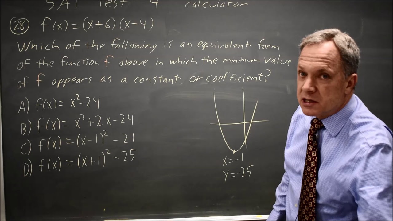 SAT Test 4: Factoring and FOIL and quadratics - question #4-28 - YouTube