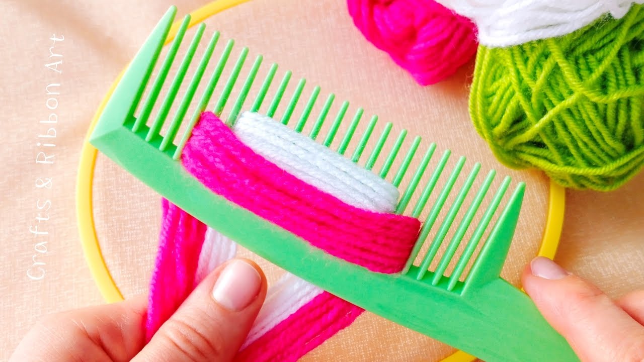 It's so Beautiful !! Superb Woolen Flower Craft Idea with Hair Comb ...