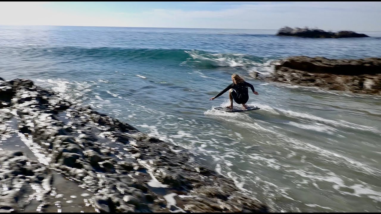 Skimboarding through Rocky Key Hole - YouTube