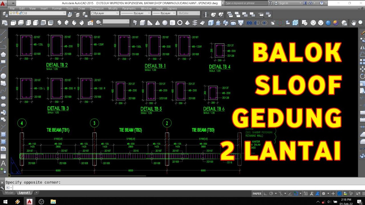 Detail balok sloop di Autocad - YouTube