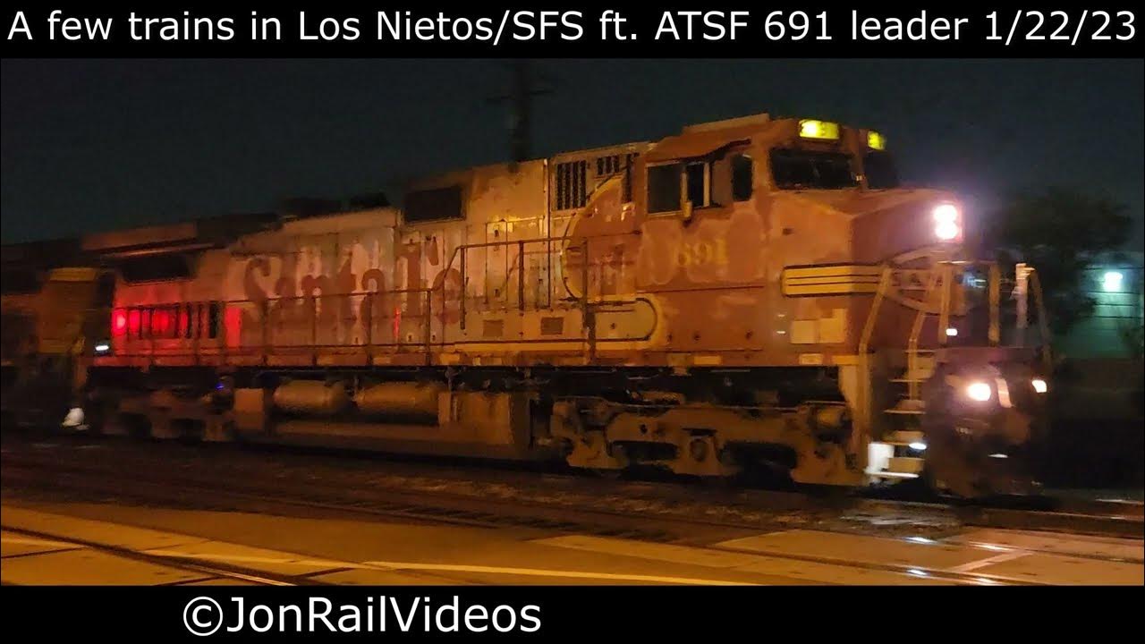 1/22/23 ATSF 691 with BNSF 714 and more night trains in Los Nietos/Santa Fe Springs - YouTube