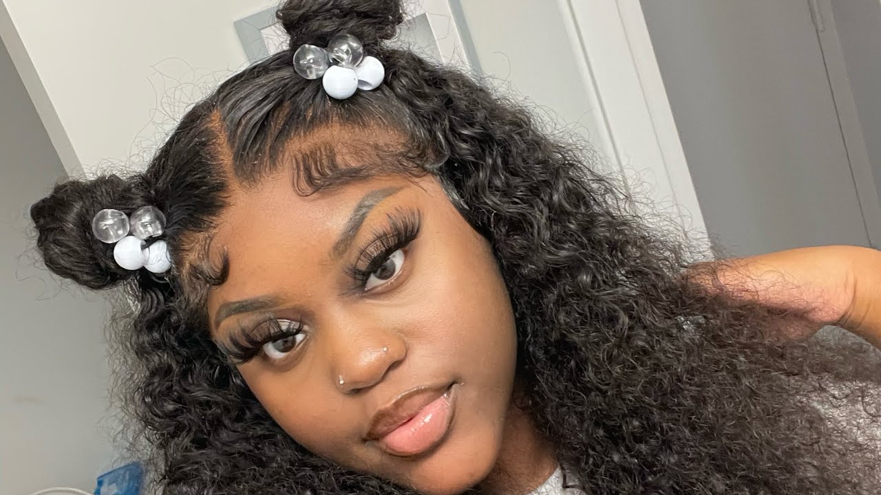 two bun wig install on curly hair with fluffy baby hairs ft. ayiyi ...