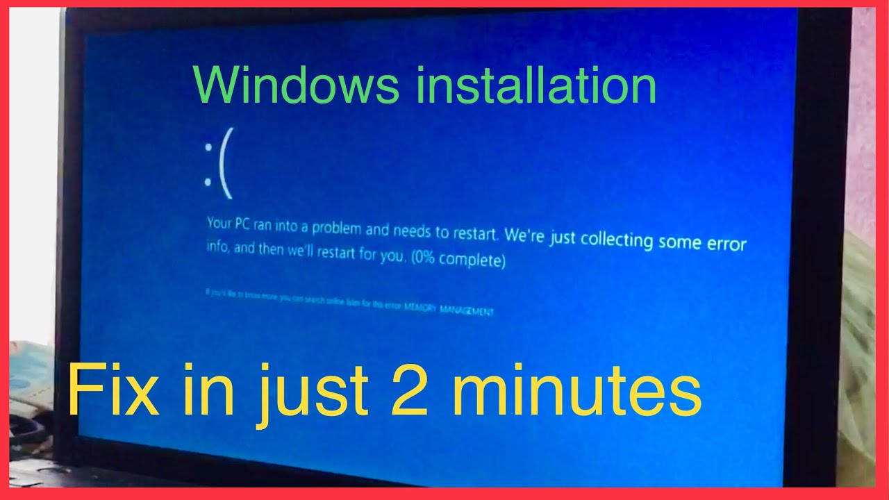 Your Pc Ran Into A Problem And Needs To Restart Fixed