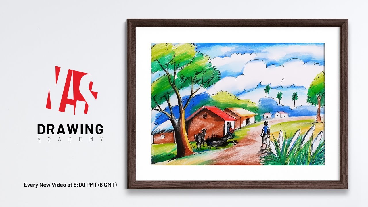 How to Draw Autumn Season | Easy Autumn Season Scenery Drawing - YouTube