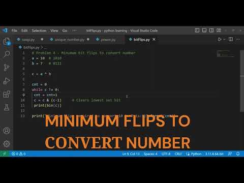 Find Minimum Flips To Convert Number In Python | Bit manipulation problem-4 - YouTube