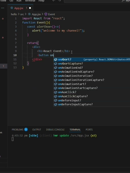 React Js 🔥 Program For Creating A Onclick Event In Reactreact 🔥event Program Youtube