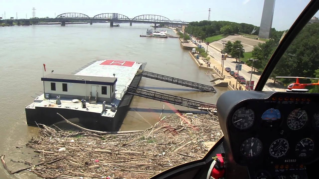 Helicopter Landing On Mississippi River, Gateway Arch, St. Louis ...