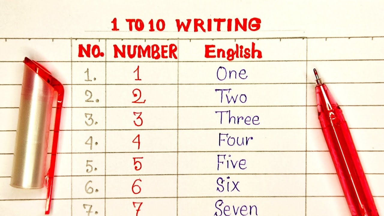 1 to 10 writing in English // English number writing // numbers in ...