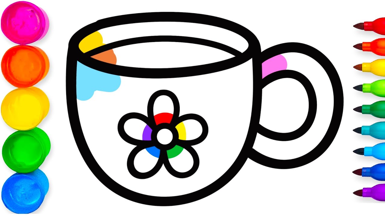 How to Draw a Cute Cup Easy for Kids & Toddlers | Simple Tea Cup ...