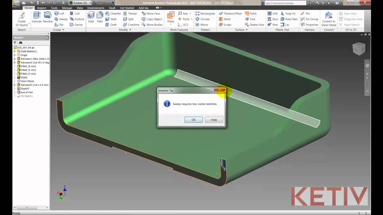 New for Autodesk Inventor 2012 - Sweeping Along an Edge - YouTube