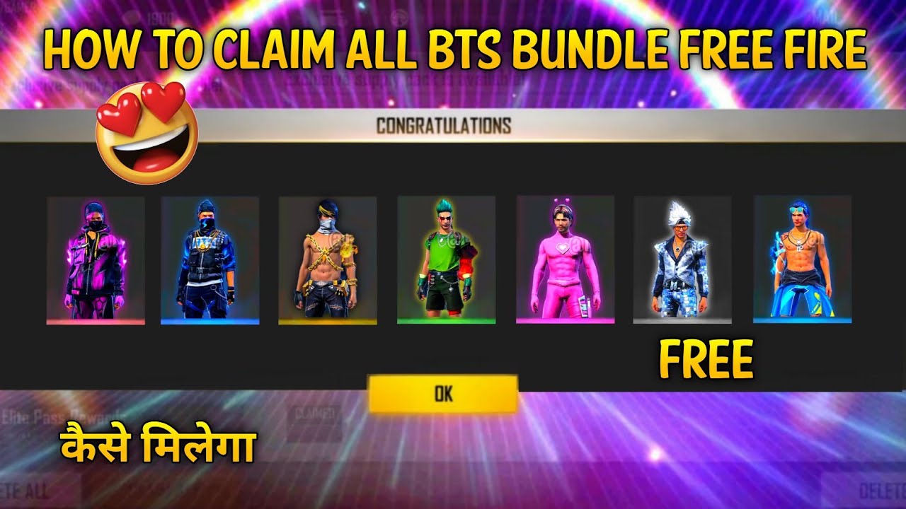 how to claim bts all bundle free fire new event free fire 7 bts bundle ...