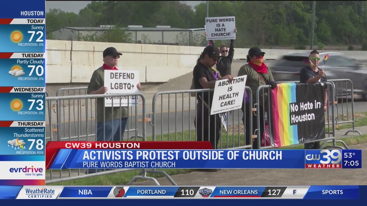 Activists protest outside of Pure Words Baptist Church - YouTube