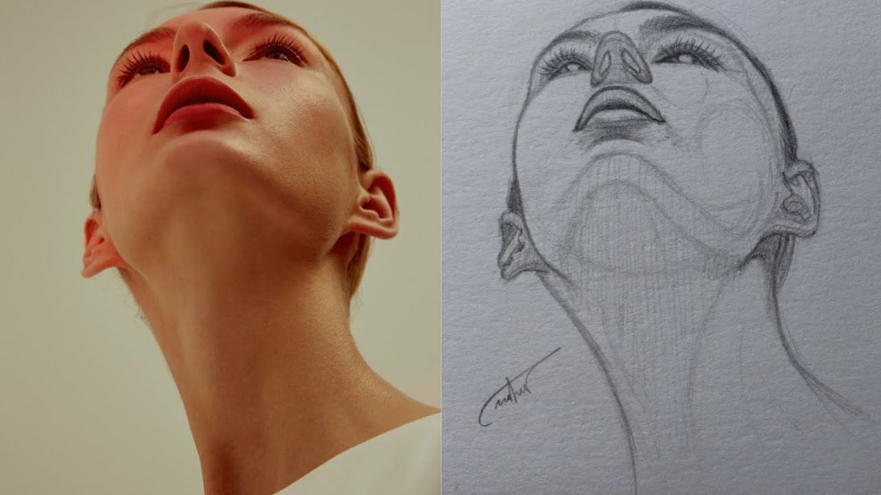 Learn to draw a girl's face from the far angle using the Loomis method ...
