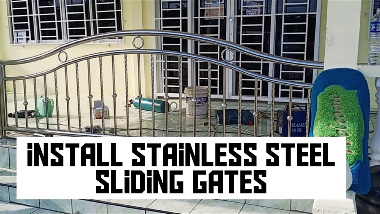 install stainless steel sliding gates - YouTube