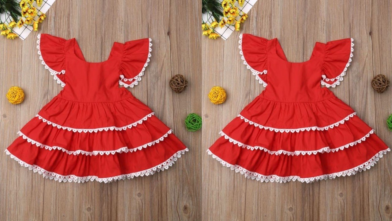3 layer easy dress for girls 5 to 6 years. Cutting and stitching ...