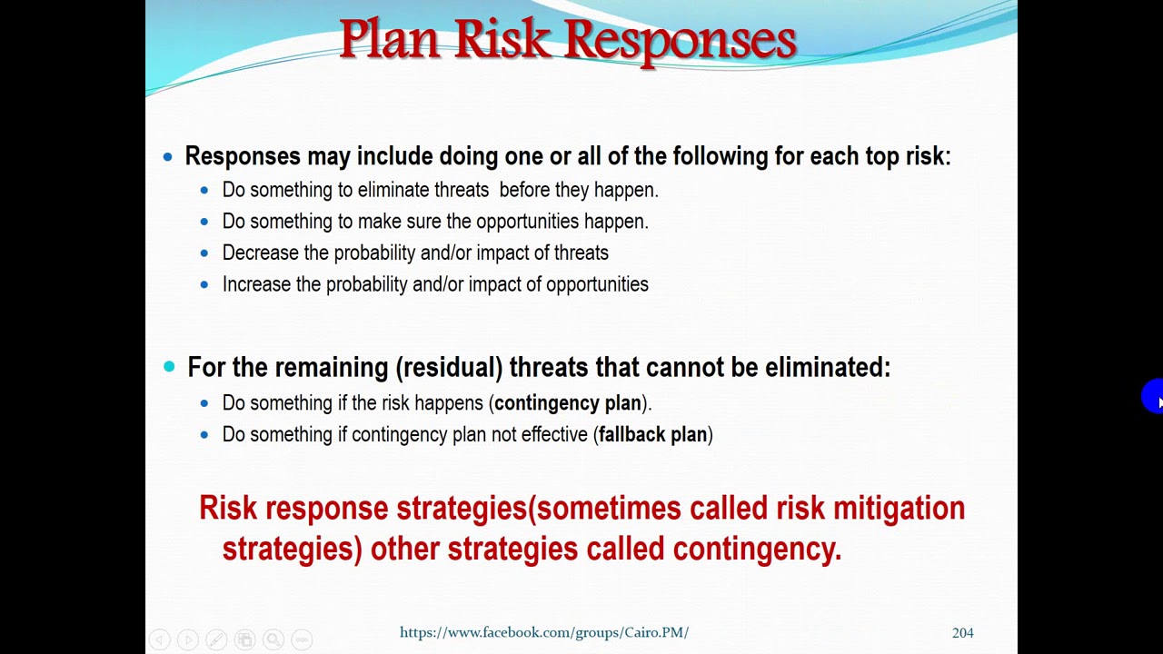 Lesson 8 Plan Risk Responses إدارة المخاطر الدرس الثامن - YouTube