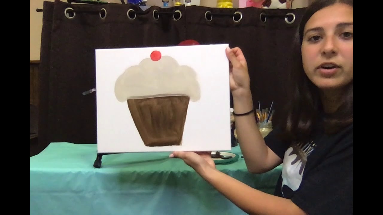 Cupcake Canvas Painting Lesson - YouTube