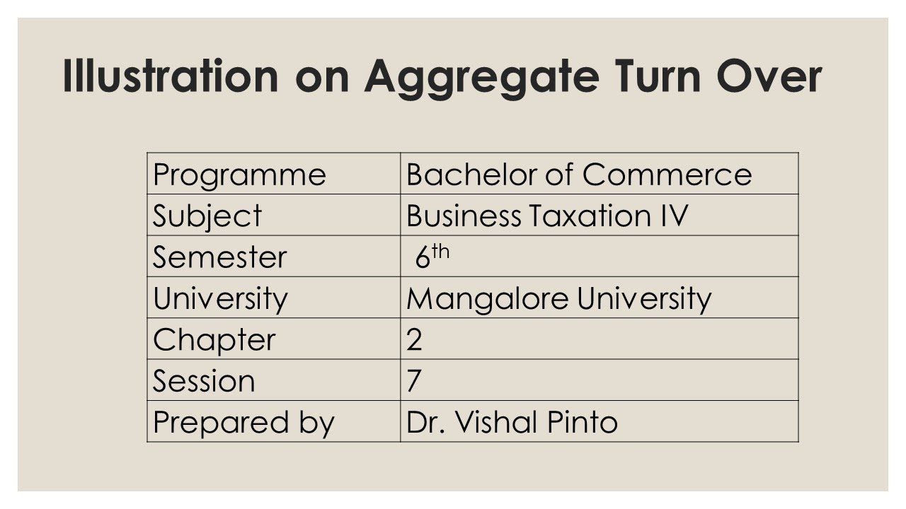 GST- Chpt 2: Session 7: Illustration on Aggregate Turnover - YouTube