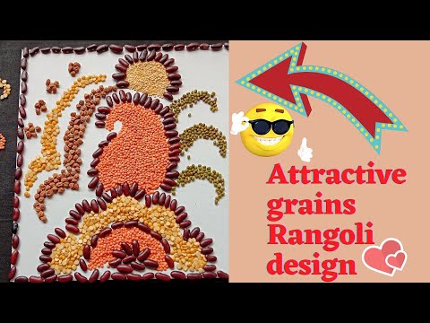 Attractive grains & pulses rangoli//ru's Decorating World//Rangoli with ...