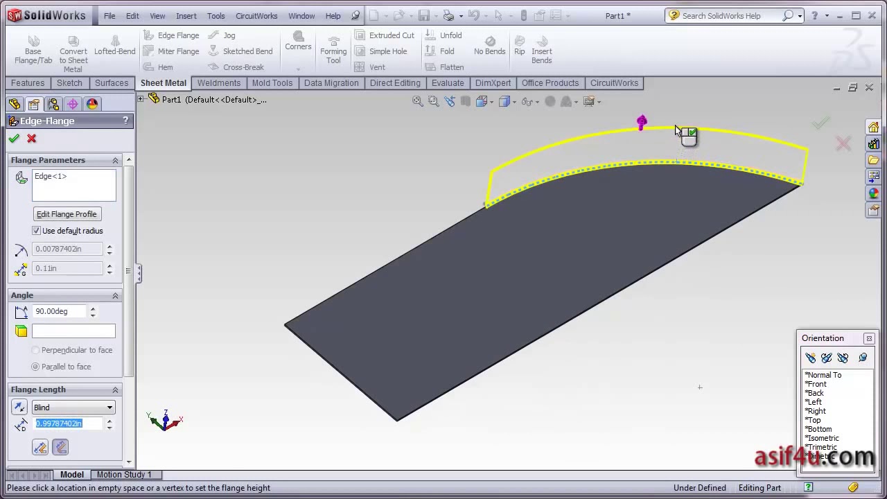 Solidworks Sheet Metal Essential 09 Edge Flange in curved edge - YouTube