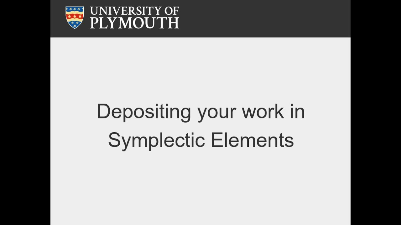 Depositing Your Research in Symplectic Elements - YouTube