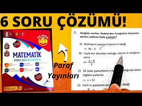 8. Sınıf Matematik (PARAF YAYINLARI) Cebirsel İfadeler 6 tane Soru Çözümü✍️