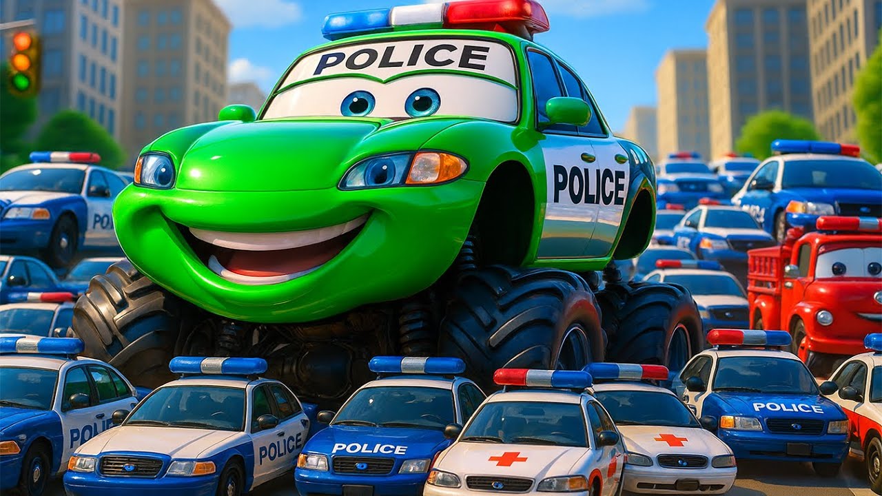 Storm Emergency! Can They Save the Giant Green Police Truck? ⚡🚔 | Funny ...