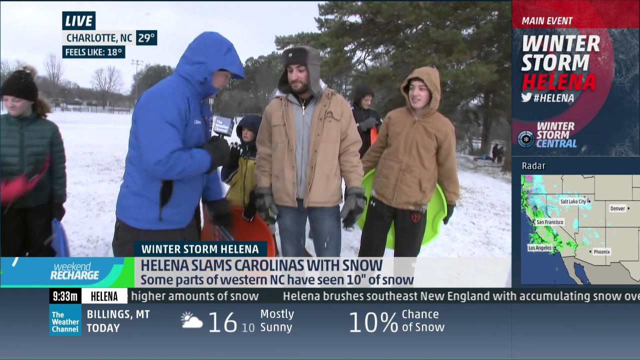 Mike Seidel The Weather Channel Charlotte, NC "Sled Cam" 1-7-2017 - YouTube