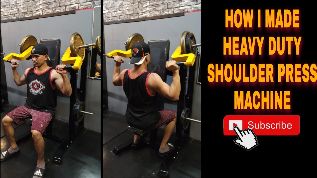 How i made shoulder press machine gym equipment - YouTube