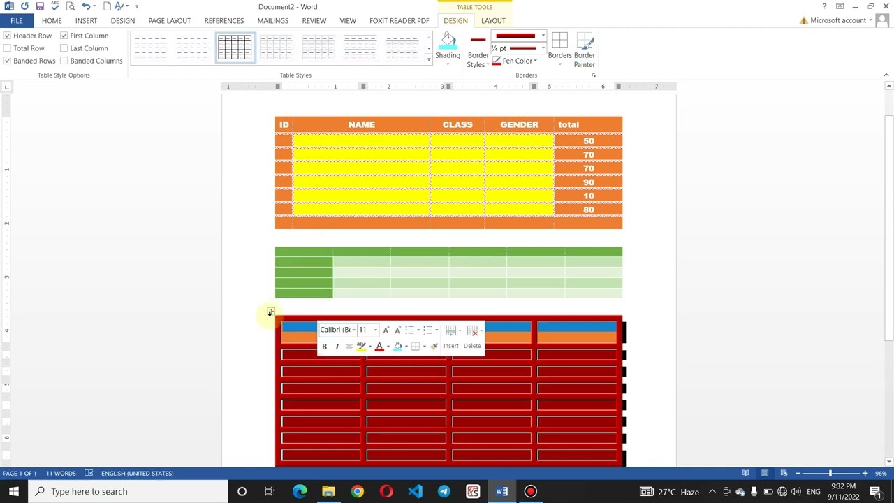 Insert Tab | How to Create a Table |Table Tools| Table related Design ...