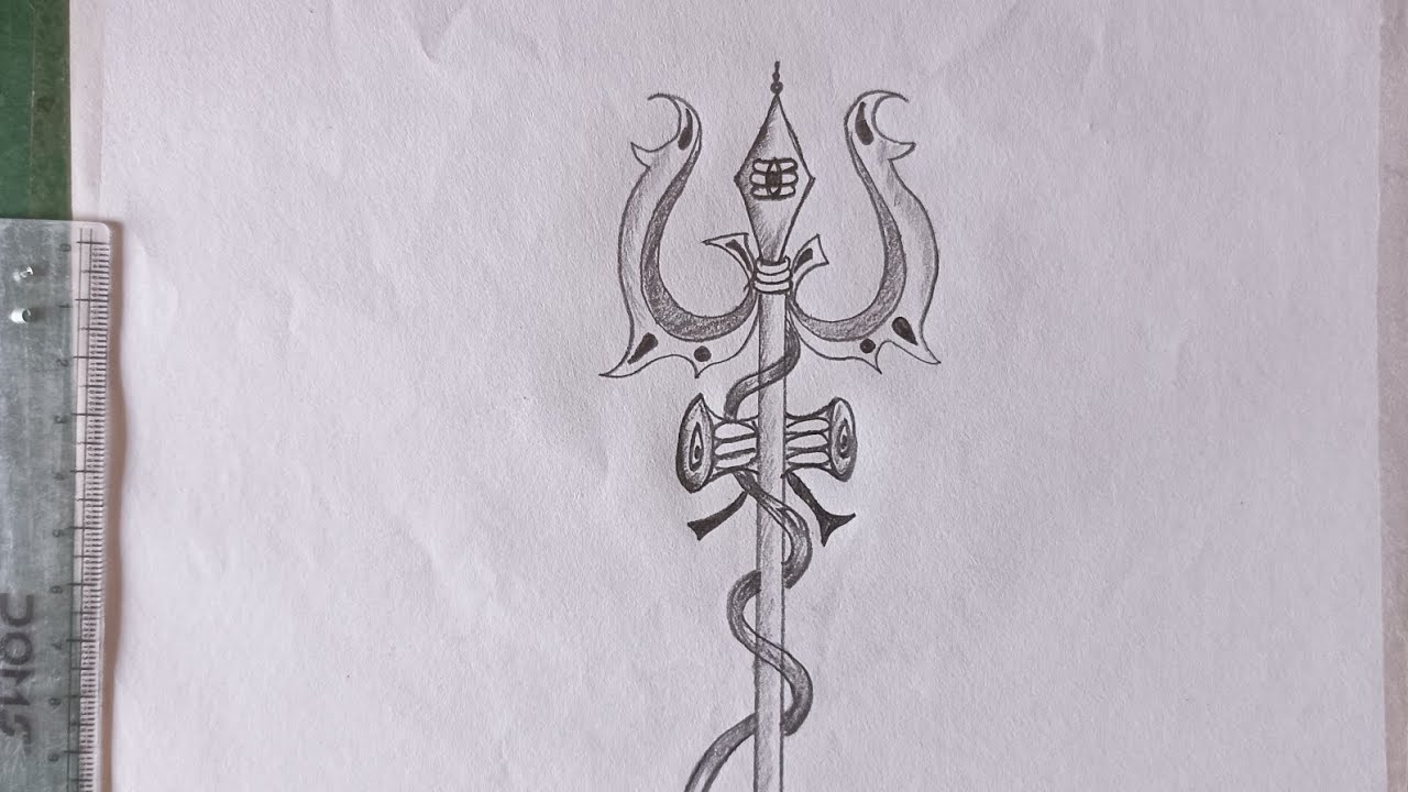 trishul drawing | trishul tattoo drawing | how to draw a trishul | # ...