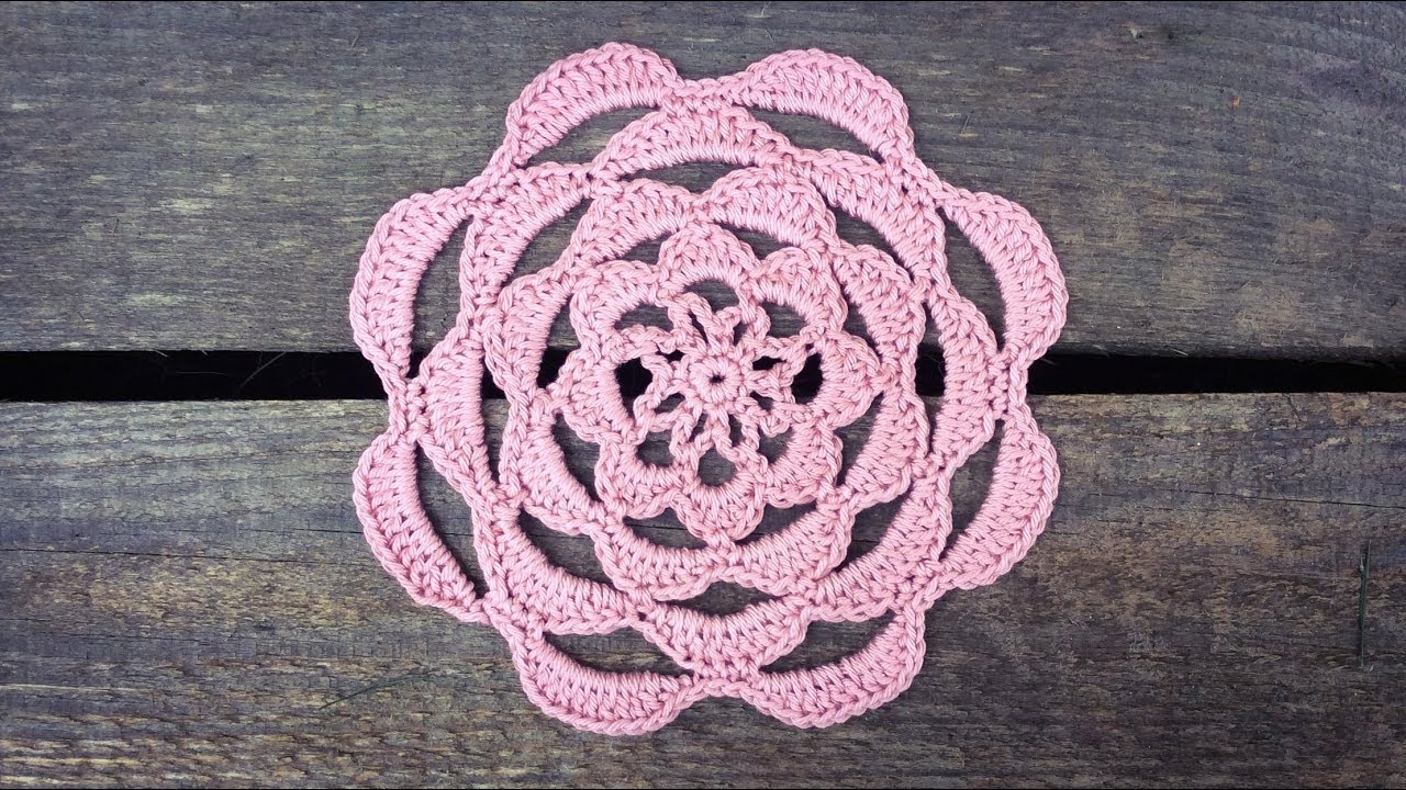 Easy Crochet Rose Flower Doily Tutorial - YouTube