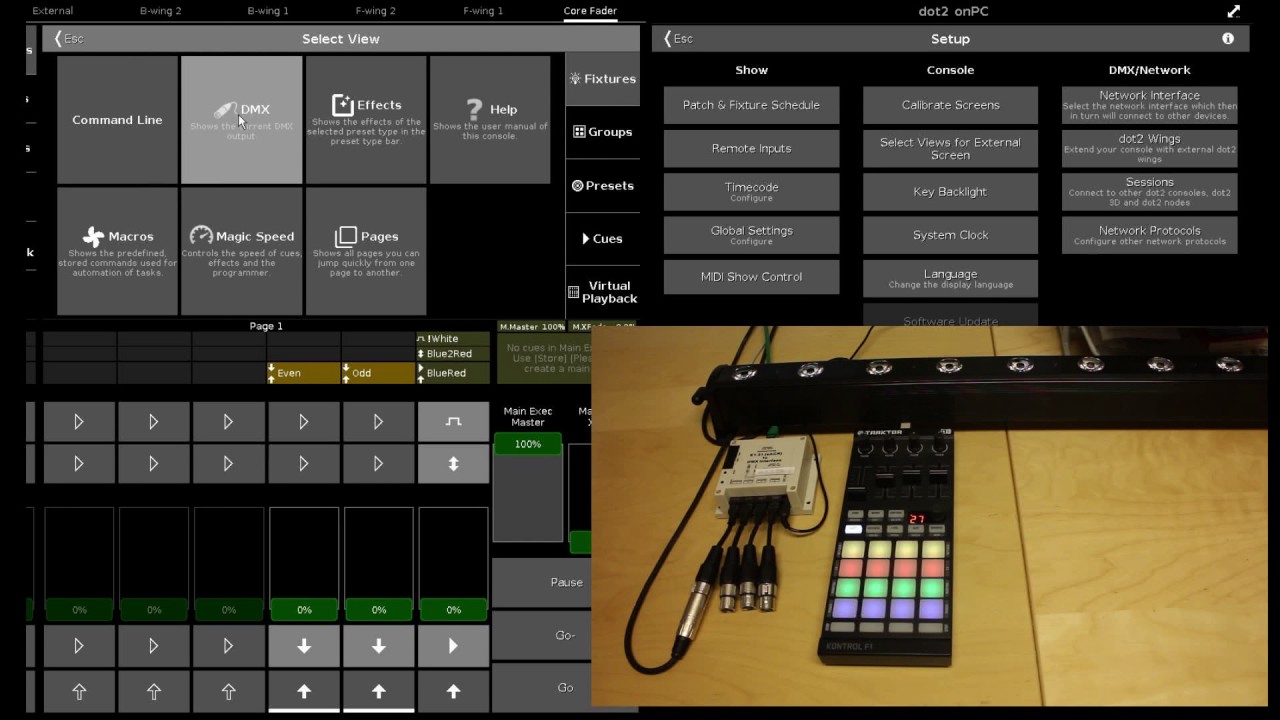 Bernd Ott Midi to Art-Net Converter (BOMAC) with MA-Lighting DOT2 - YouTube
