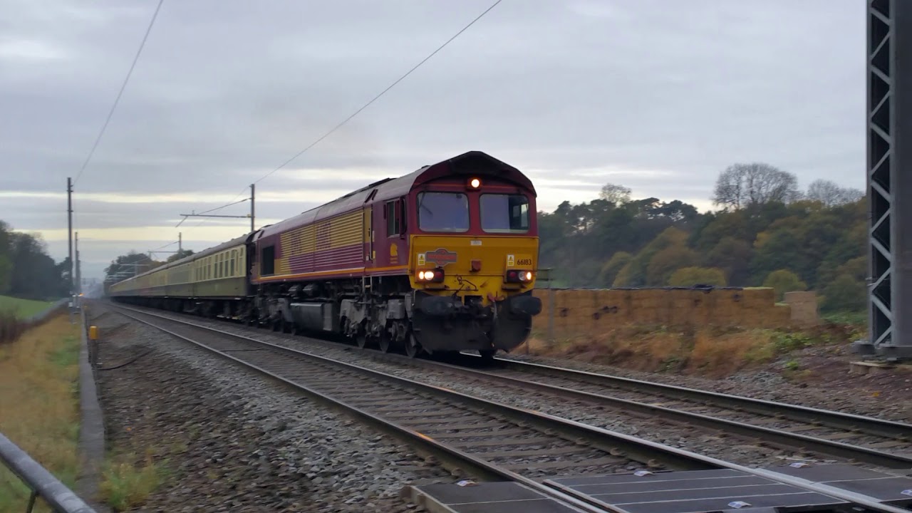 EWS Class 66 .66183 'The fiddlers five' rail tour climbing the Lickey ...