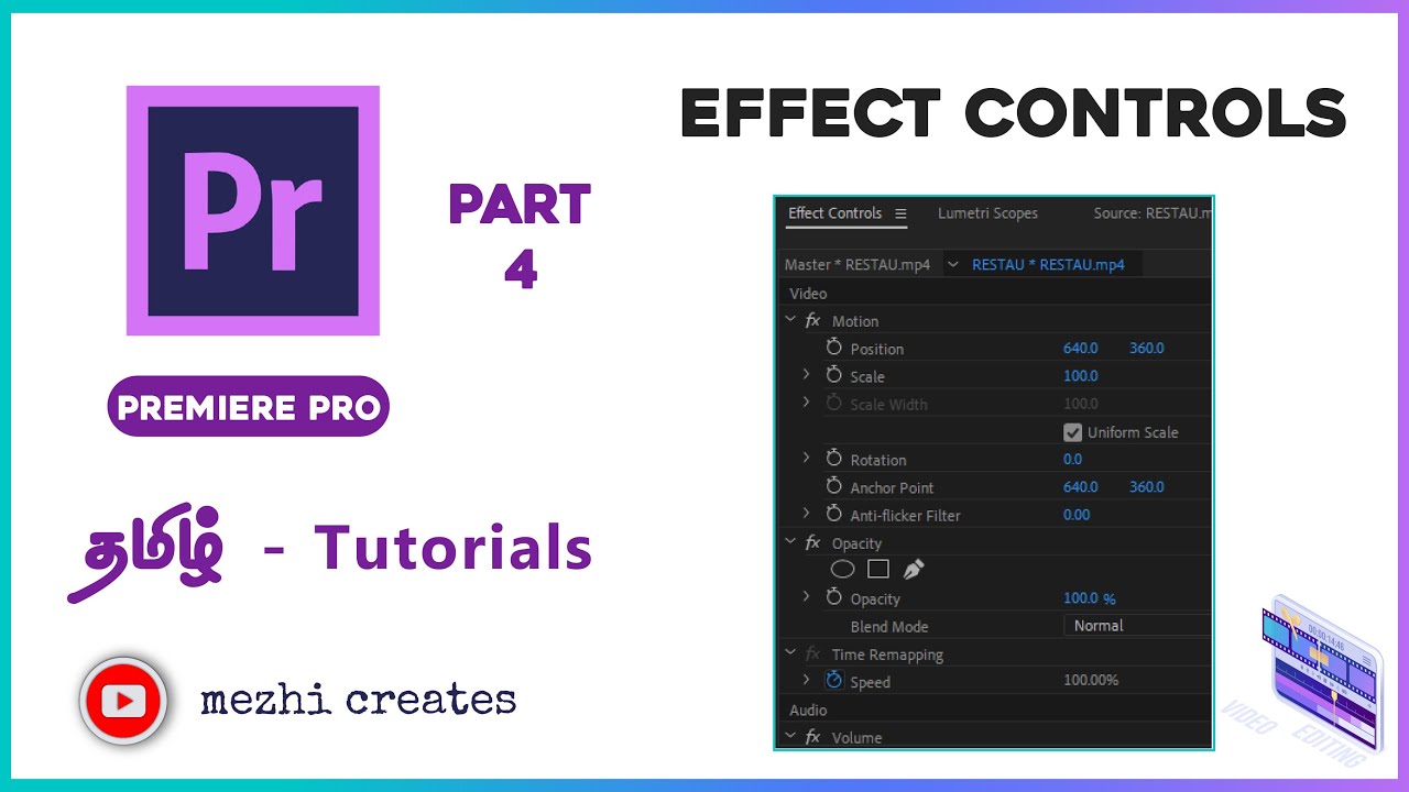 Adobe Premiere Pro Effect Controls Tutorial in Tamil - Video Editing in ...